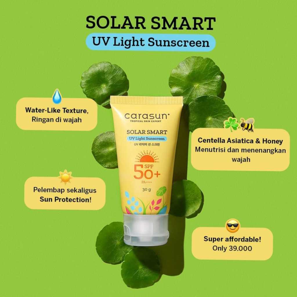 Jual CARASUN Solar Smart UV Light Sunscreen SPF 50 PA++++ 30g | Shopee ...