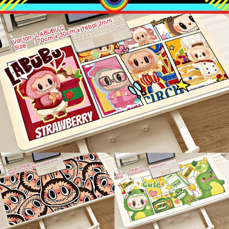 Jual PREMIUM MOUSEPAD PANJANG MOTIF LABUBU LUCU | LARGE KEYBOARD MOUSE ...