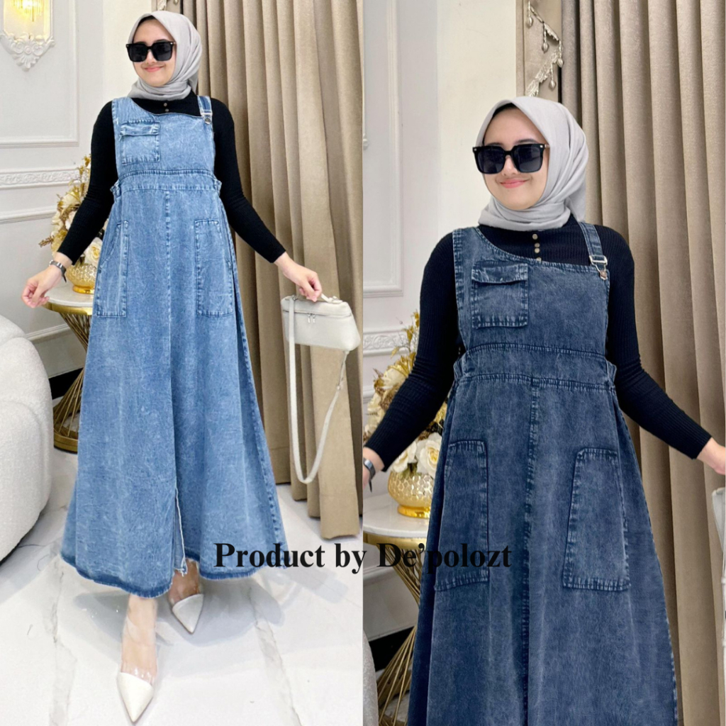 Jual Kirana #2 L & XXL overall jeans cargo wanita overall dress jeans ...