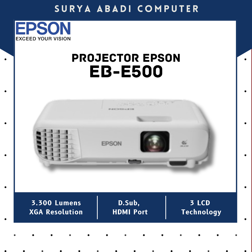 Jual PROJECTOR EPSON EB-E500 3300 ANSI LUMENS VGA HDMI | Shopee Indonesia