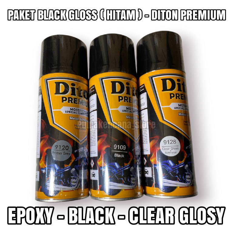 Jual PAKET DITON PREMIUM BLACK HITAM GLOSS ( EPOXY DASARAN, BLACK GLOSY ...