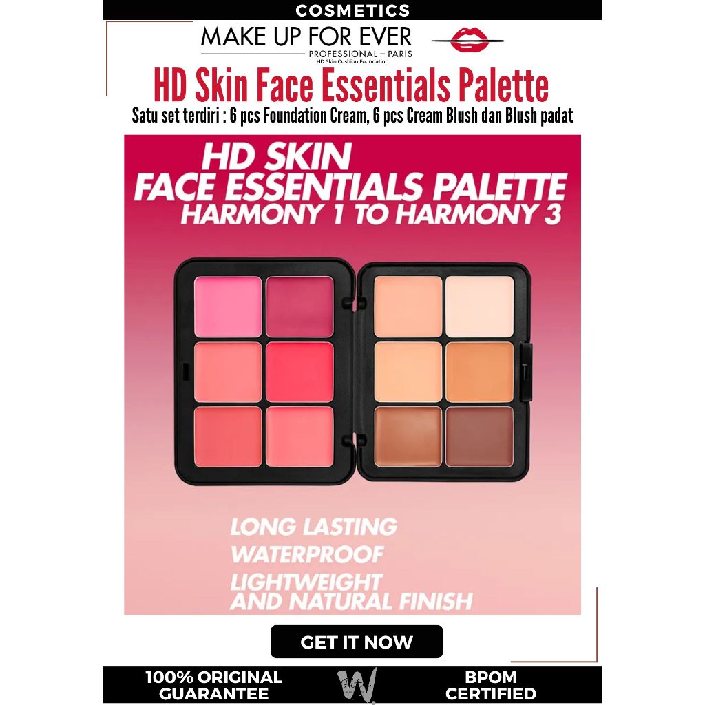 Jual Make Up For Ever HD Skin Face Essentials Palette ( Foundation & Blush Cream ) | Shopee ...