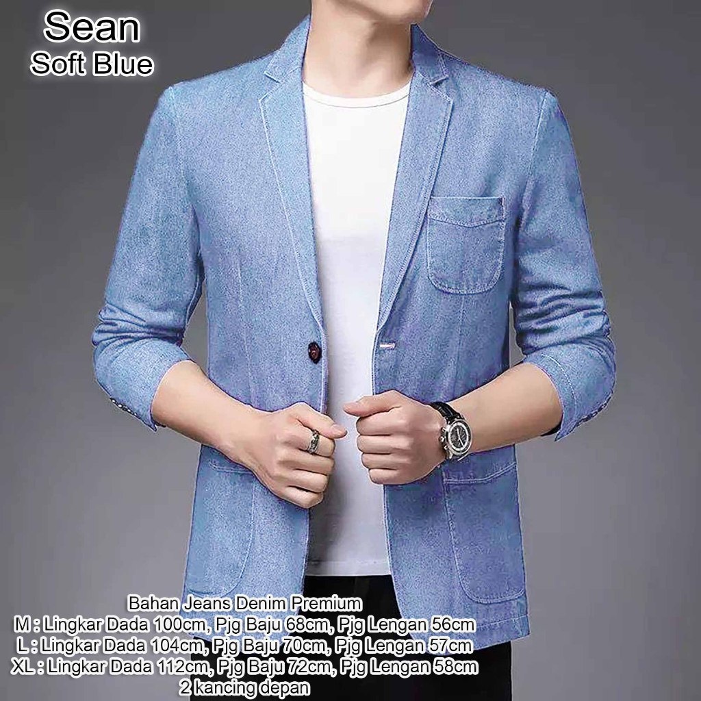 Jual BPS Blazer Pria SEAN Jas Cowok Pria Laki Jeans Denim Baju Pakaian ...