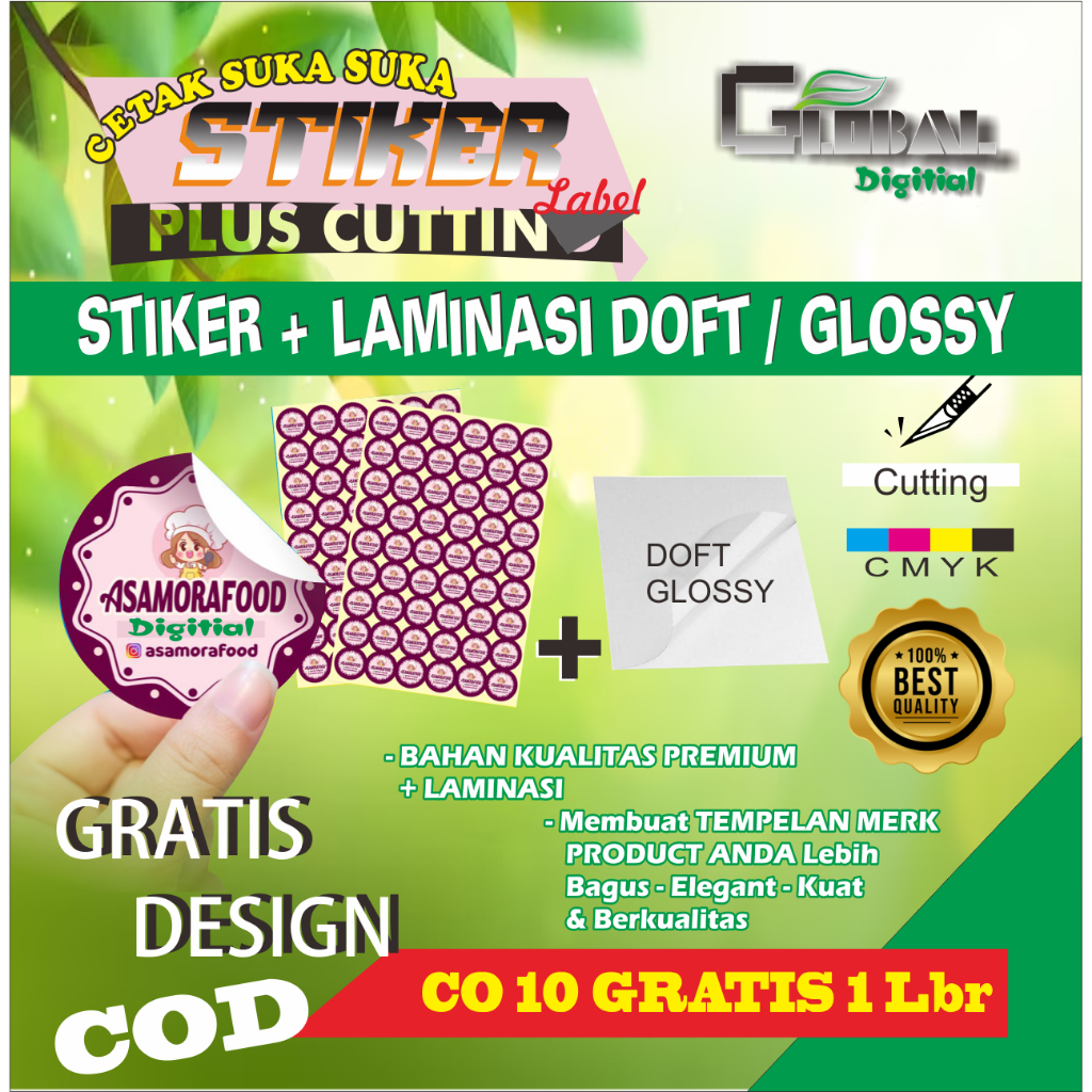 Jual CETAK STIKER A3 + LAMINASI glossy CROMO / VINYL / TRANSPARAN ...