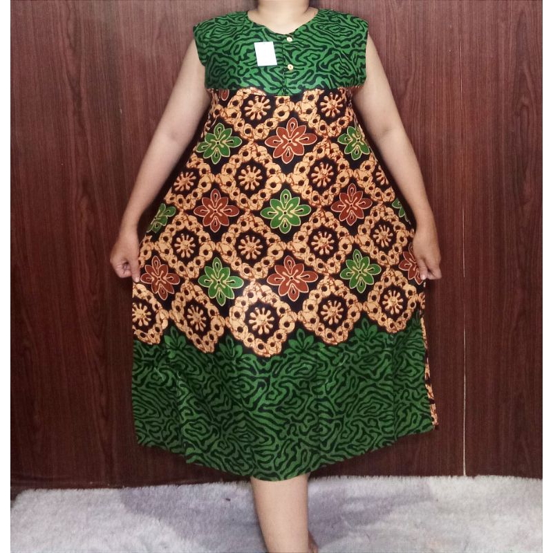 Jual TL-JB Sekar soloan Daster Tanpa Lengan Jumbo rayon santung solo ...