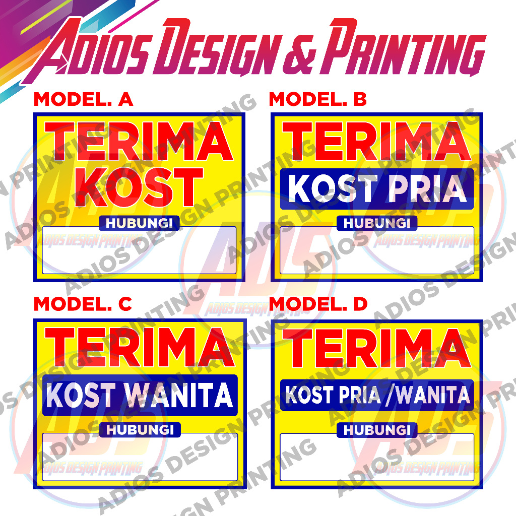 Jual Spanduk Banner Terima Kost / Spanduk Terima Kost Pria Wanita ...
