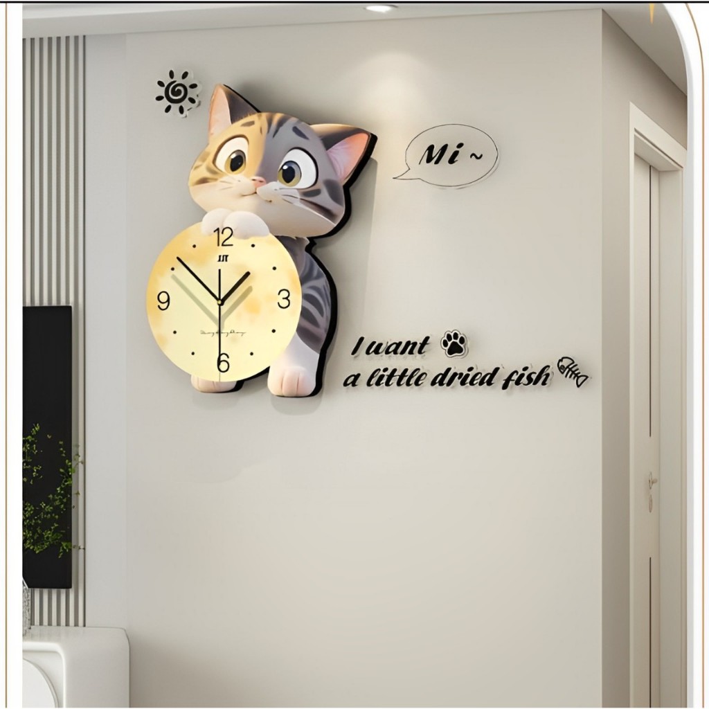 Jual Jam Dinding Unik Untuk Rumah Minimalis Desain Kucing Lucu | Shopee ...