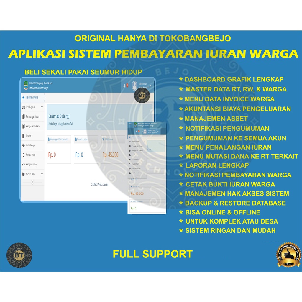 Jual APLIKASI WEB SOURCE CODE PEMBAYARAN IURAN WARGA SETORAN TAGIHAN WARGA PEMBAYARAN KAS RT RW ...
