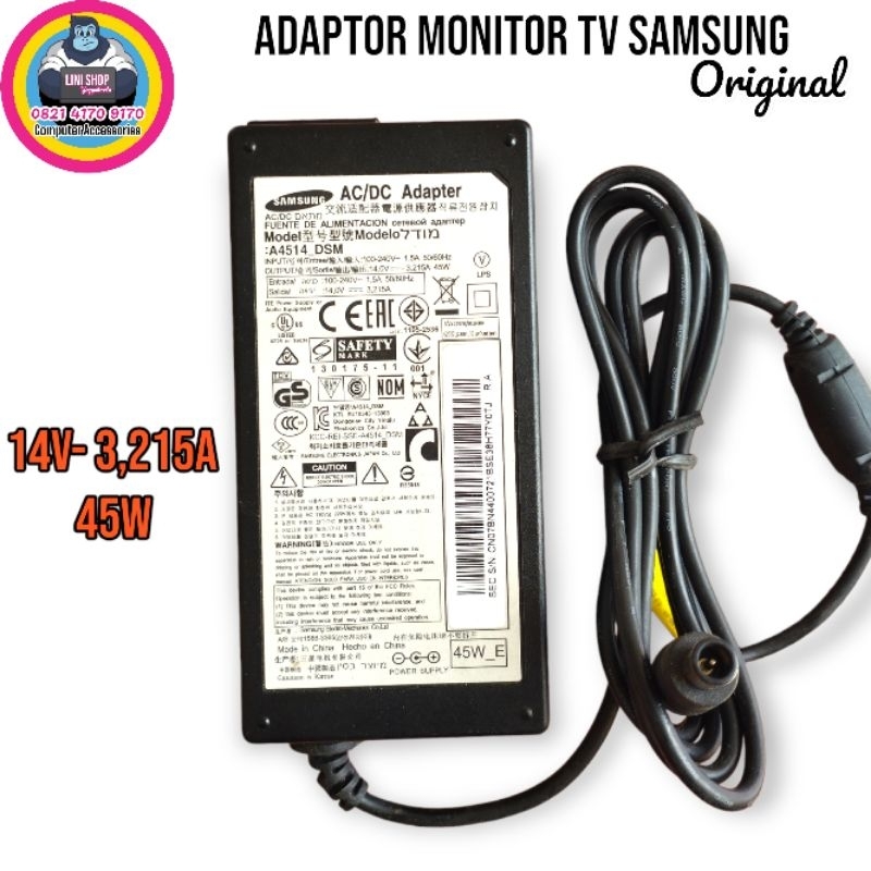 Jual Samsung Adaptor Monitor LED TV Samsung Curve 14V 3,215A 45W ...