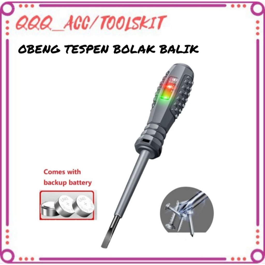 Jual Obeng Tespen Bolak Balik dual led tester listrik With Indicator ...