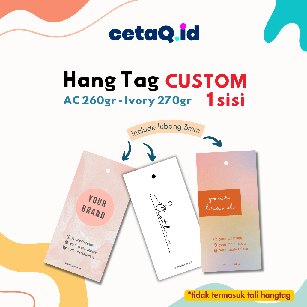 Jual Cetaq.id Cetak Hangtag Custom 1 sisi, Hang tag label baju, Handtag ...
