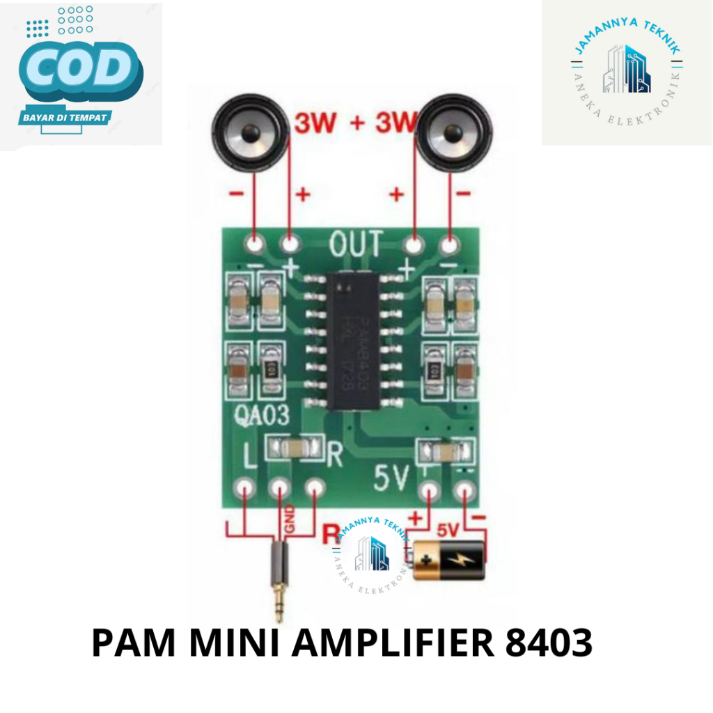 Jual MINI AMPLIFIER PAM 8403 CLASS D 2 X 3W 5V DC | Shopee Indonesia
