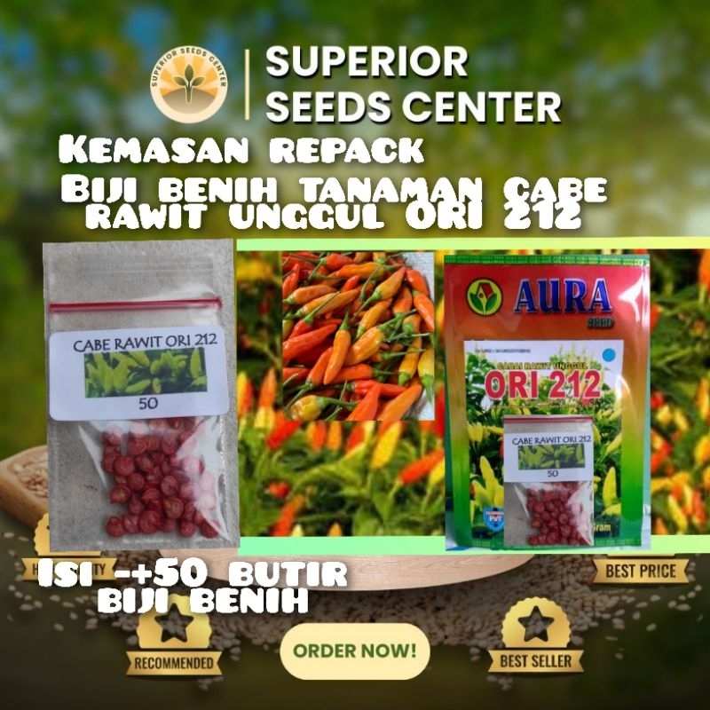 Jual kemasan repack 50 butir biji benih cabe rawit unggul ORI 212 F1 ...