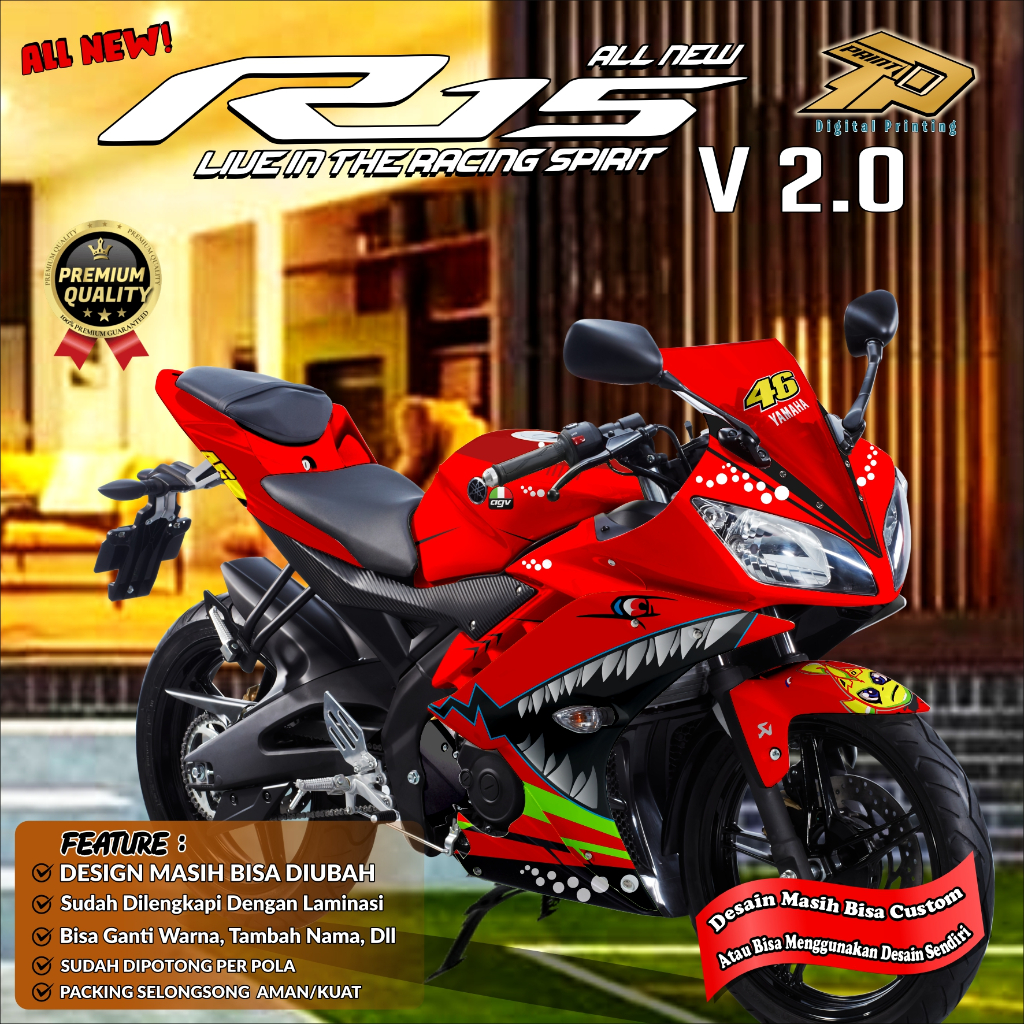 Jual BISA COD 1HARI JADI DECAL STIKER DECAL FULL BODY R15 VARIASI SHARK ...