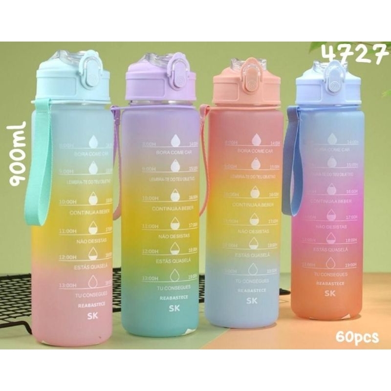 Jual 900ml botol minum viral gradasi rainbow plus sticker | Shopee ...