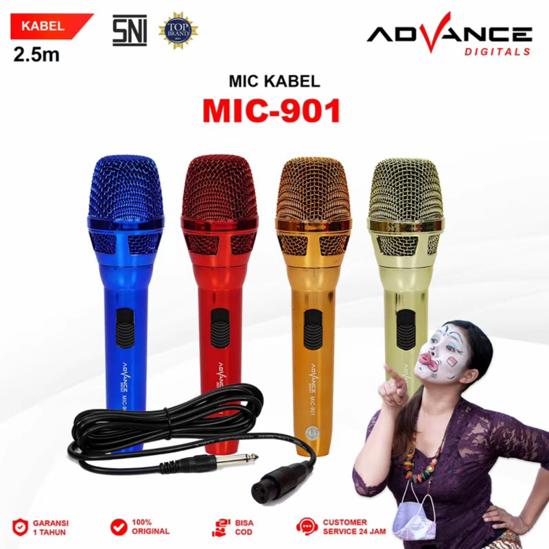 Jual [COD] ADVANCE MIC 901 MIC KABEL PROFESIONAL KARAOKE GARANSI 1 ...