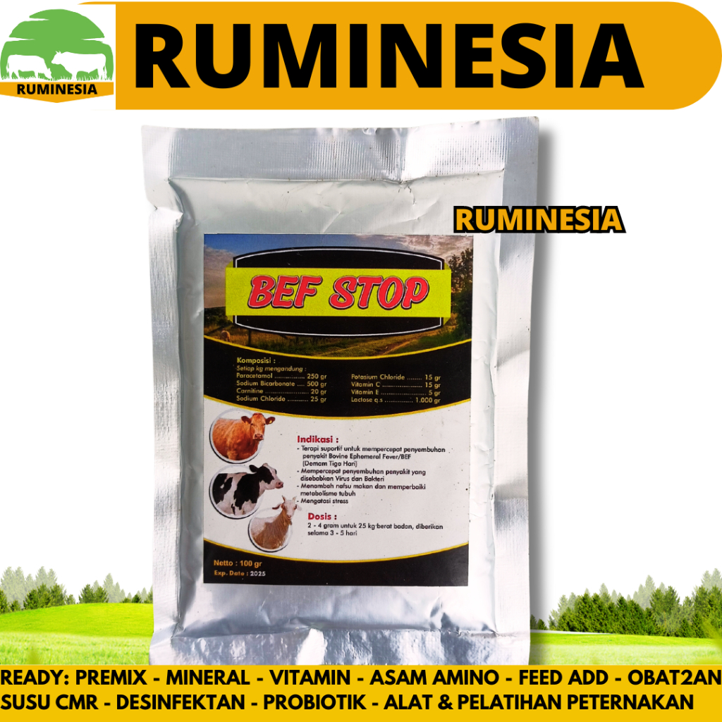Jual BEF STOP 100 GRAM - Obat Cekok Penurun Panas Demam Hewan Ternak ...
