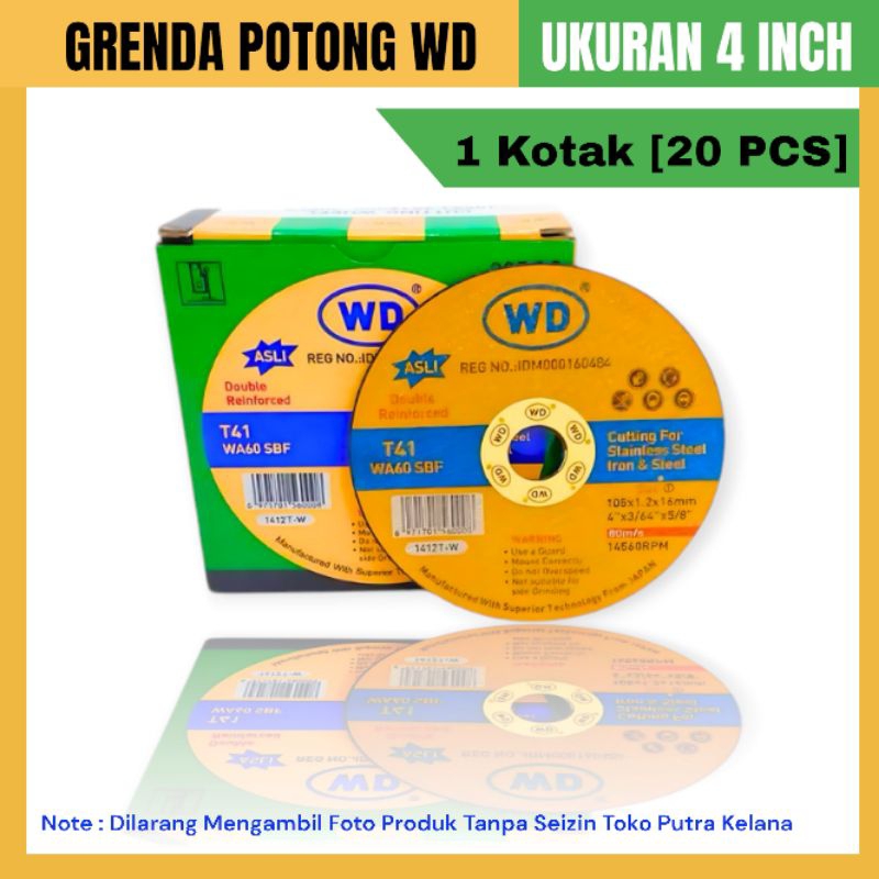 Jual [ 20 pcs ] WD Potong 4 Inch / Mata Gerinda WD Potong 4 Inch 1 ...