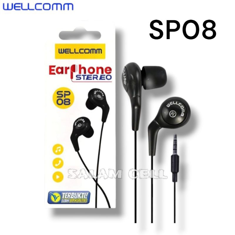 Jual Headset Wellcomm SP08 Extra Bass Stereo Premiun Class Original Sp 08 Garansi Resmi | Shopee ...