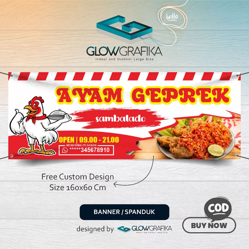 Jual Cetak Spanduk Banner Ayam Geprek Model B | Shopee Indonesia