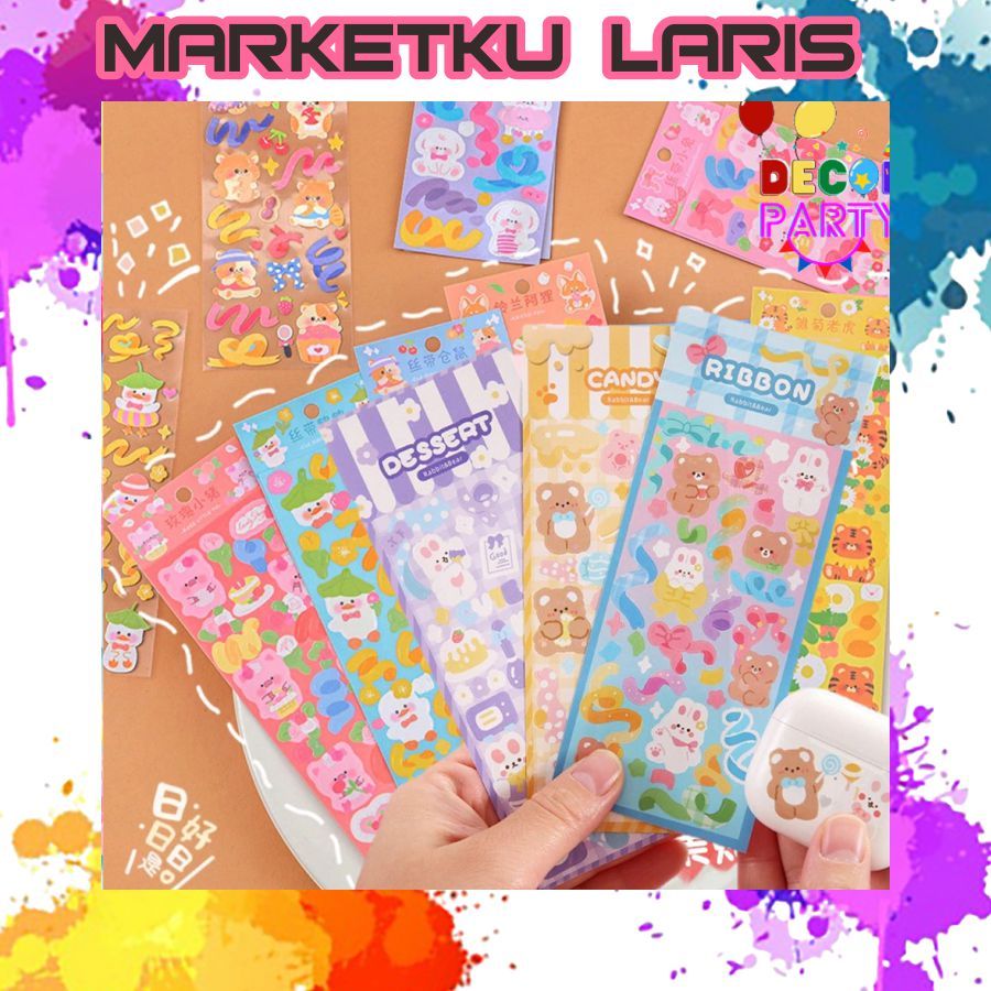 Jual MKL - Sticker Waterproof Kartun Bear Rabbit Hologram Stiker Motif ...
