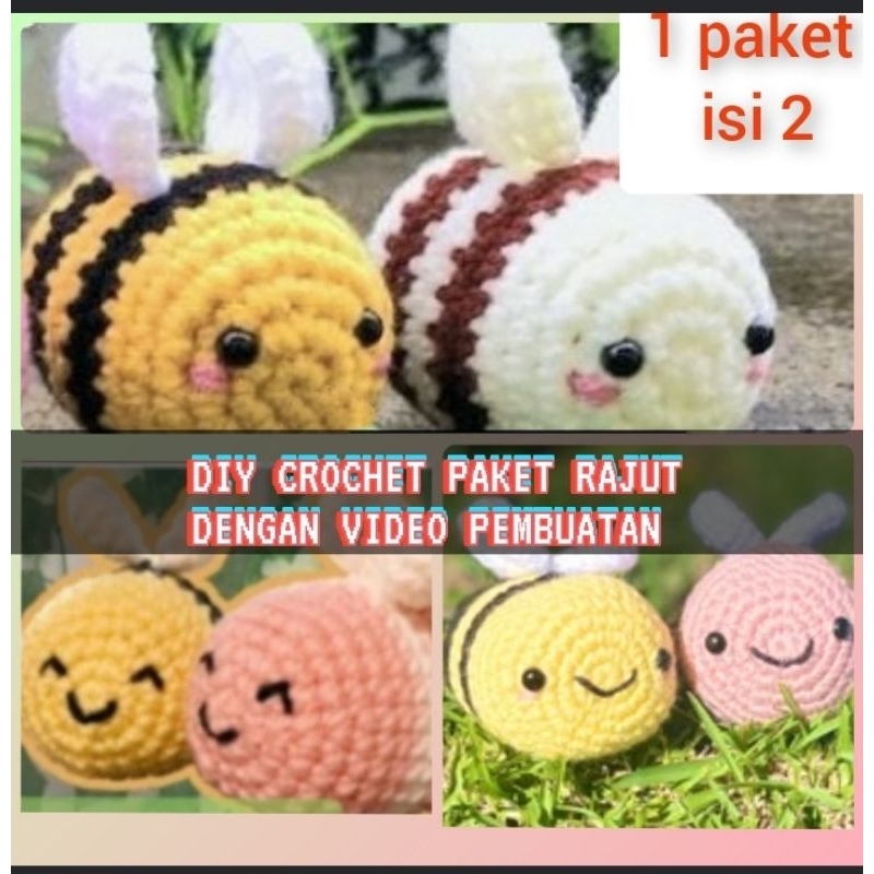 Jual DIY CROCHET BEE COUPLE KIT PAKET MERAJUT PEMULA DENGAN VIDEO ...