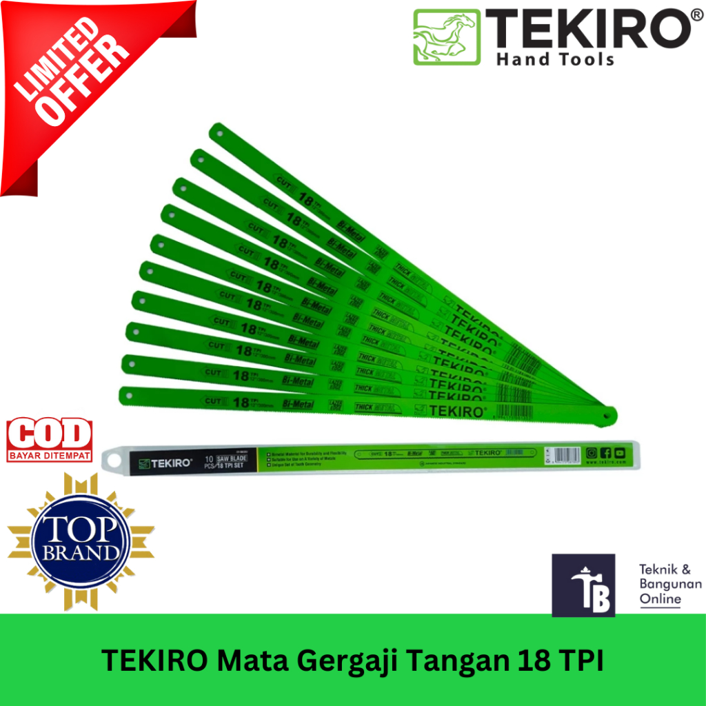 Jual [1 KOTAK ] TEKIRO Mata Gergaji Tangan 12 " ( 18 TPI / 24 TPI) Set ...