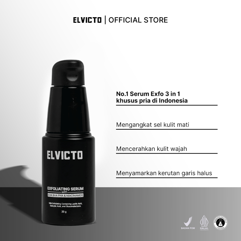 Jual ELVICTO EXFO SERUM WITH AHA BHA PHA & Niacinamide 20gr|Exfo Serum|Serum Exfoliasi Pria |AHA ...