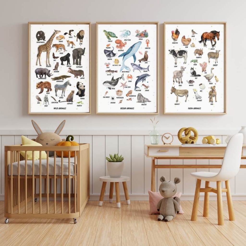 Jual Poster Edukasi Anak Pendidikan Paud TK SD Seri Animals Aesthetic ...