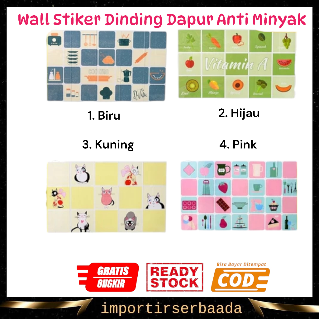 Jual IMP- Wall Stiker Dinding Dapur Anti Minyak / Api Wallpaper Sticker ...
