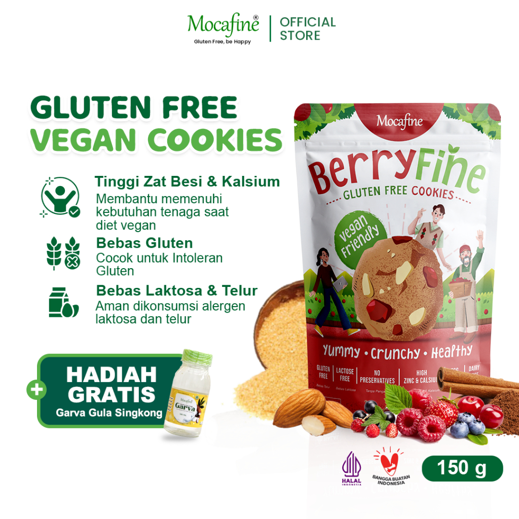 Jual MOCAFINE Vegan Gluten Free Cookies BerryFine by Rumah Mocaf - Egg ...