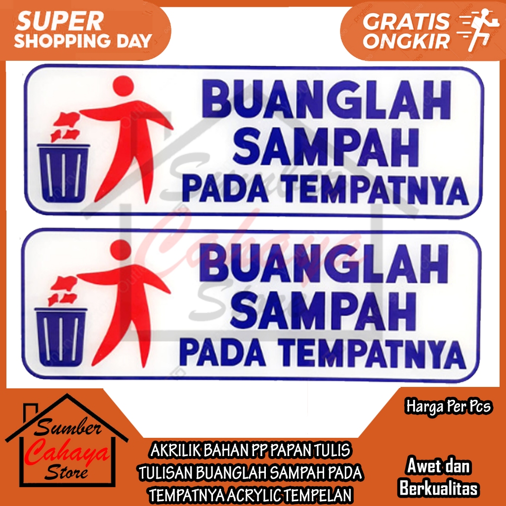 Jual Label Acrylic Akrilik Stiker Buanglah Sampah Pada Tempatnya Sign ...