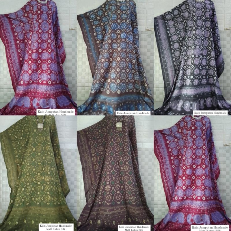 Jual Kain Katun Silk Titik 7 Bedaun Jumputan Handmade | Shopee Indonesia