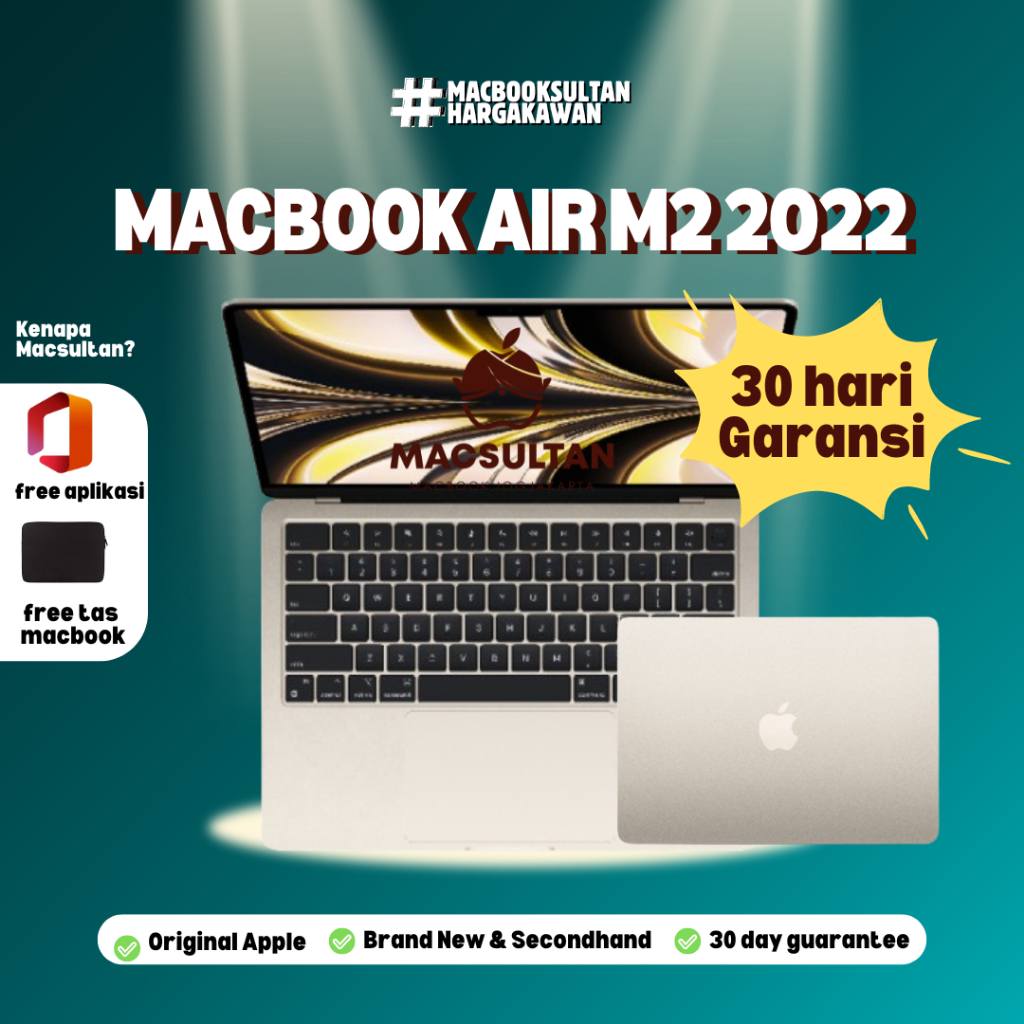 Jual Macbook Air M2 2022 Retina 13,6" Inch 8/16 GB 256/512 GB Original ...