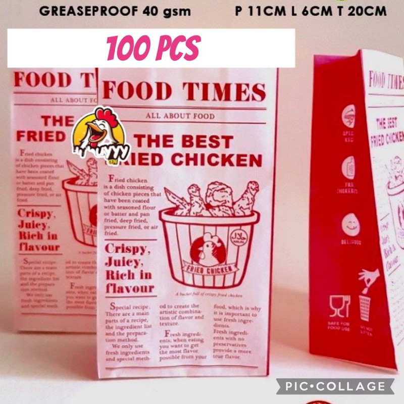 Jual MURAH!!!!,,,100 pcs FOOD TIMES Kantong kemasan,kemasan ayam fried ...