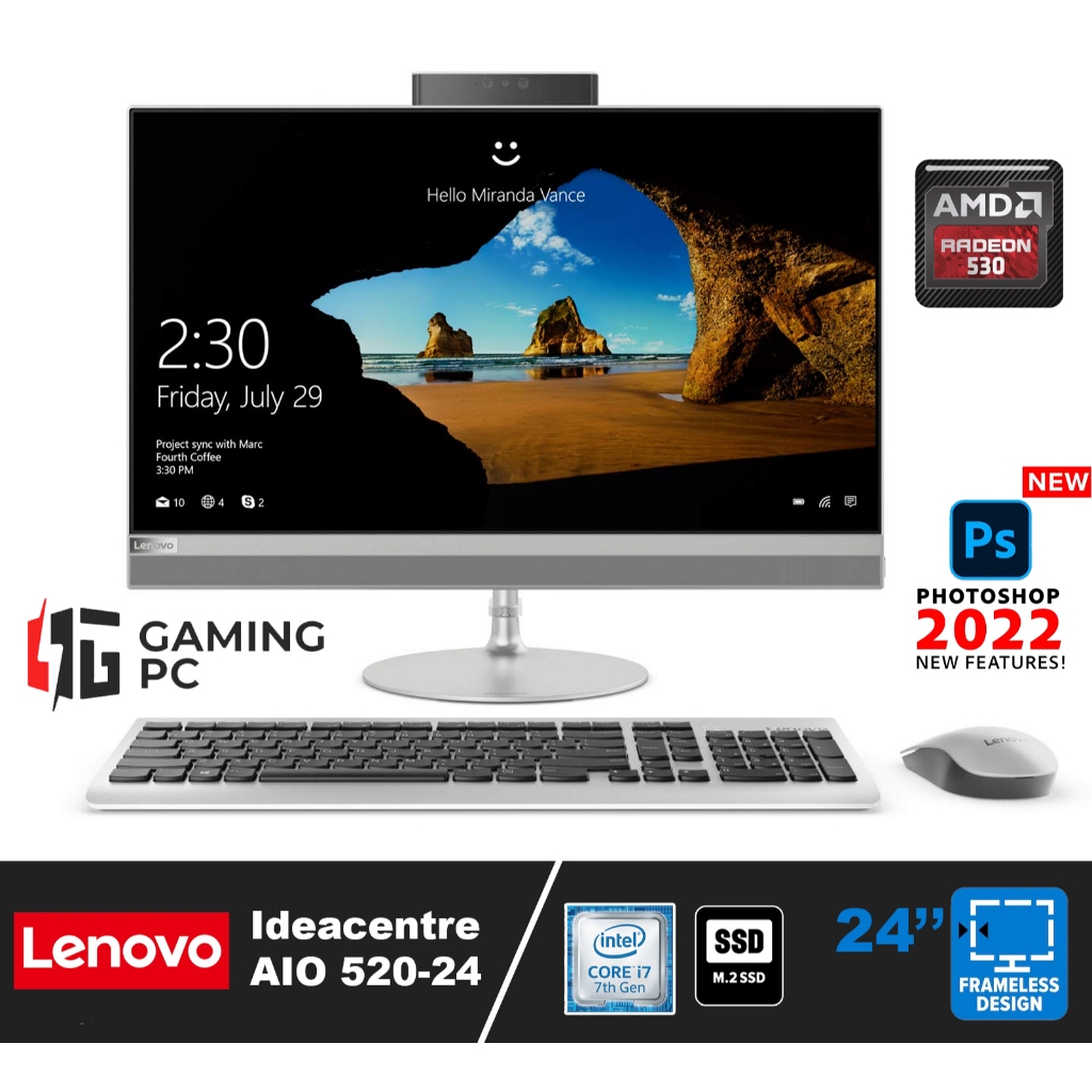 Jual PC AIO Lenovo AIO 520-24 Core i7-7700 | ATI RADEON 530 / 16GB ...