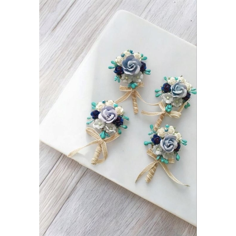 Jual boutonniere blue biru korsase corsage bunga dada jas orom ...