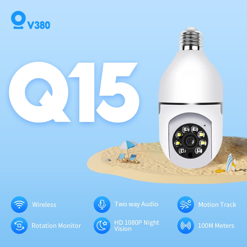 Jual V380 Pro Q15 Blub PTZ Camera 1080p Kamera Keamanan IP Pelacakan ...