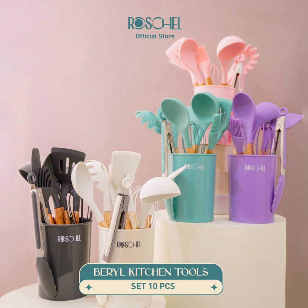 Jual Roschel Beryl 10 Pcs Set Kitchen Tools Alat Masak Spatula Set ...
