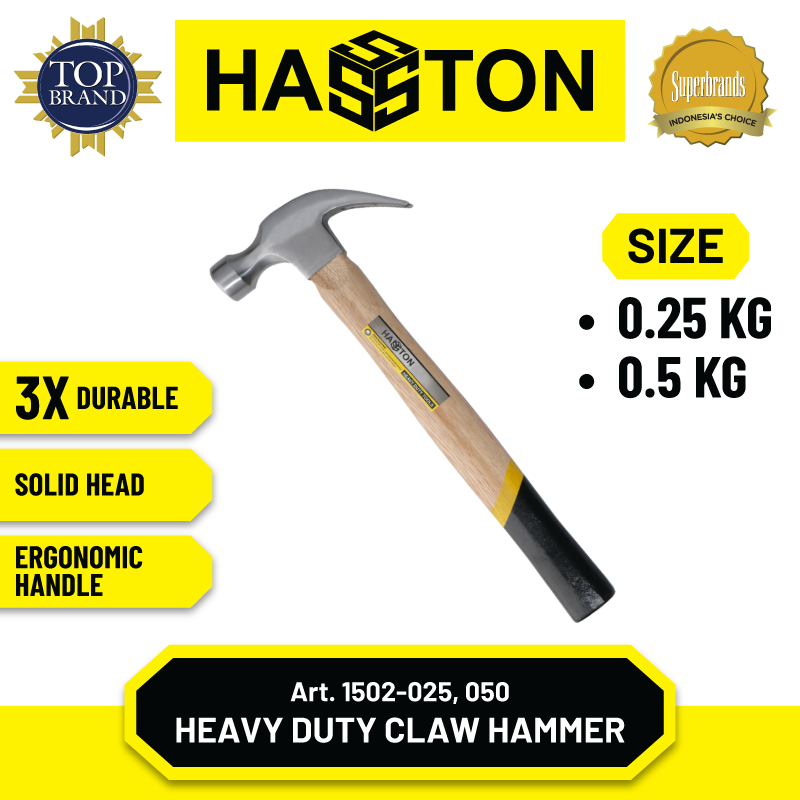 Jual Hasston Hammer Kambing Gg. Kayu / Heavy Duty Claw Hammer (1502 ...