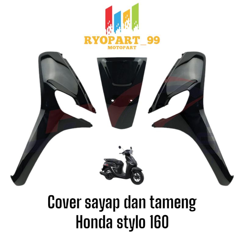 Jual cover set body depan sayap dan tameng Honda Stylo 160 Hitam glossy ...