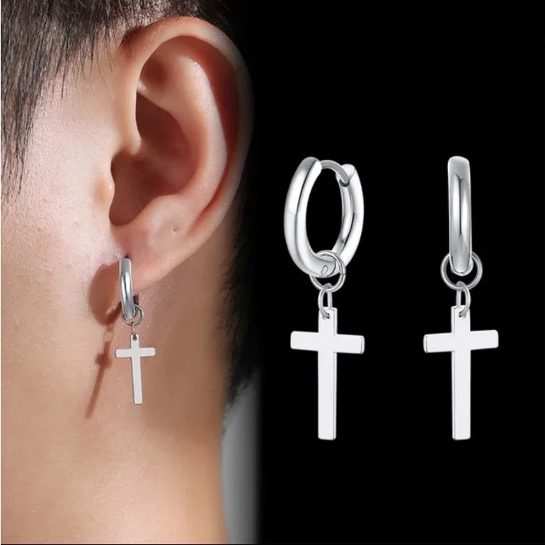 Jual 1 Pasang/2 Buah Anting Liontin Salib model tindik untuk Pria dan ...