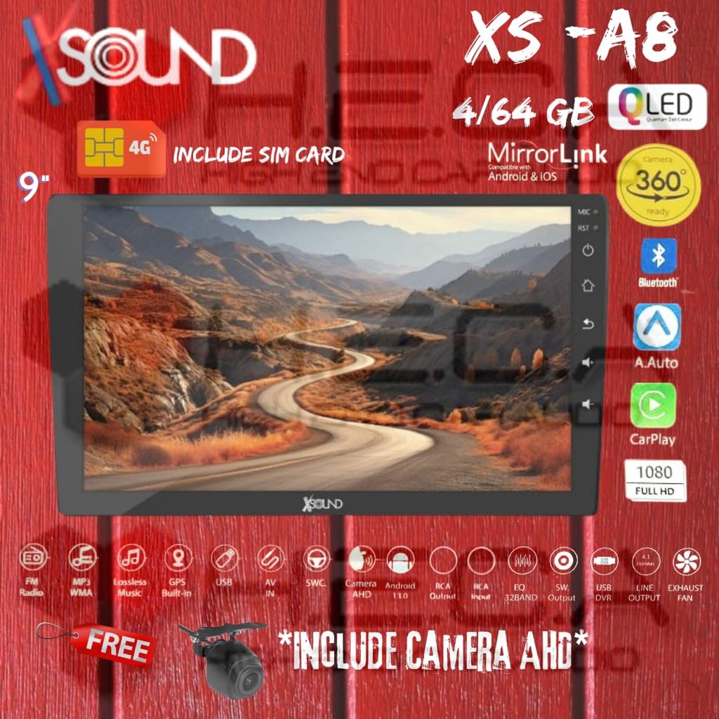 Jual XSOUND XS-A8 4G QLED 4/64 GB Android 9" Inch XSA8 Head Unit Sim Card Tape TV Mobil Double ...