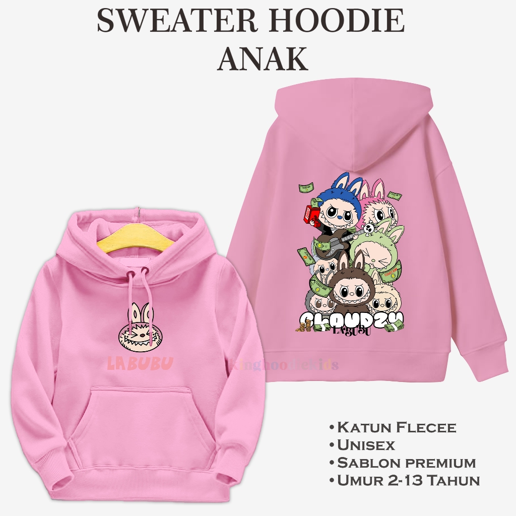 Jual Sweater Hoodie Labubu Perempuan Umur 2-13 Tahun Jaket Labubu The ...