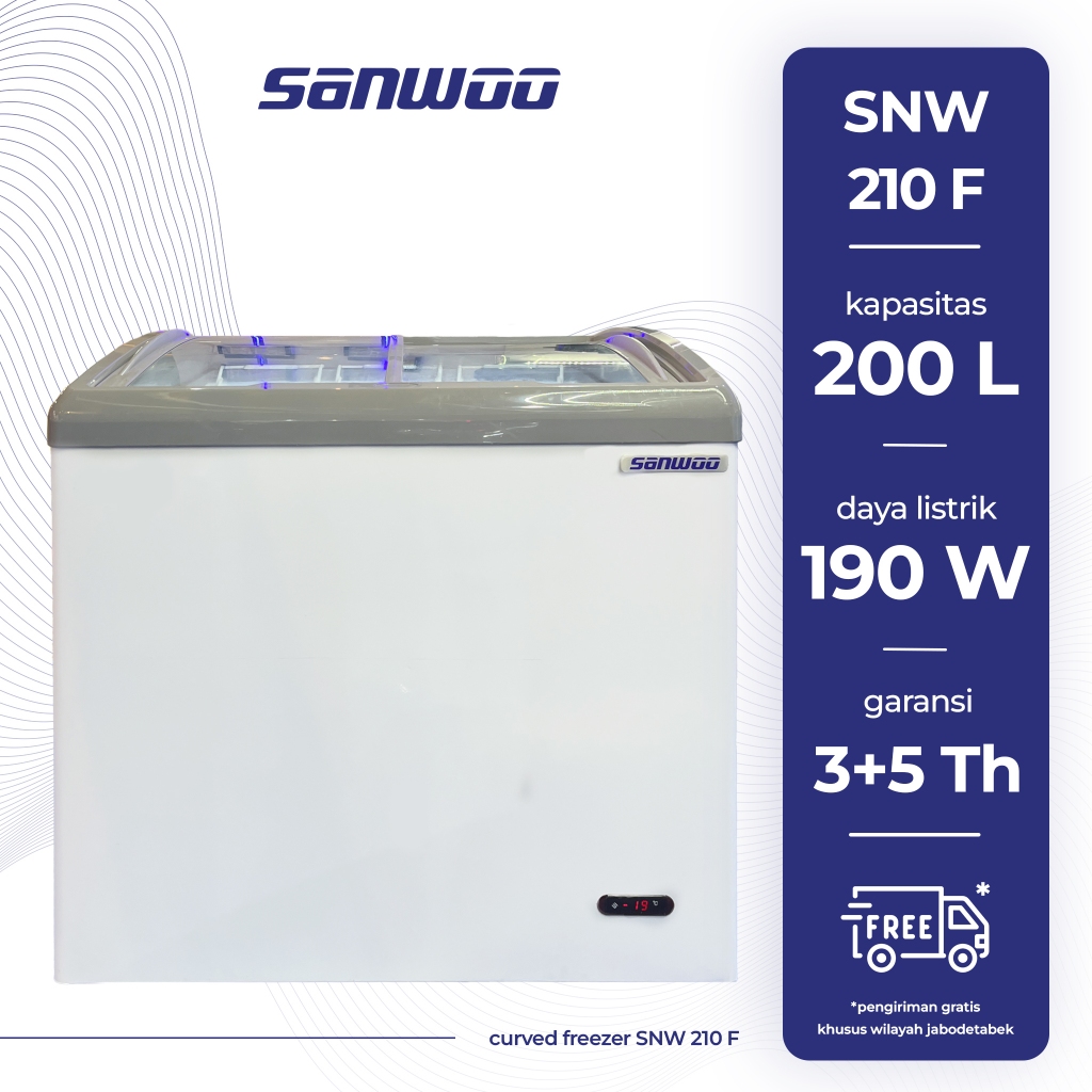 Jual Freezer Sanwoo Sliding Curved Glass SNW 210F/ Freezer Sliding ...
