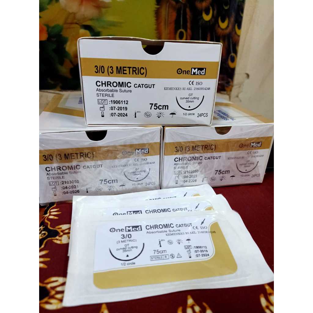 Jual Catgut Chromic 3/0 OneMed / Benang Jahit Chromic 3/0 + Jarum OM ...