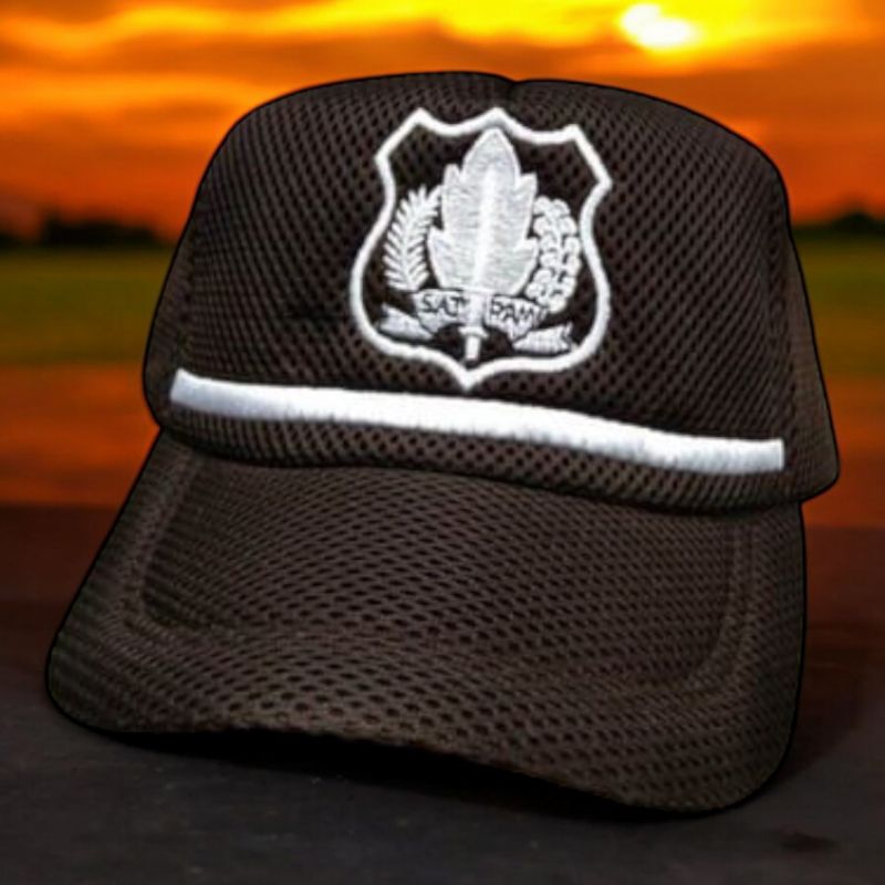 Jual topi satpam topi security logo list putih | Shopee Indonesia
