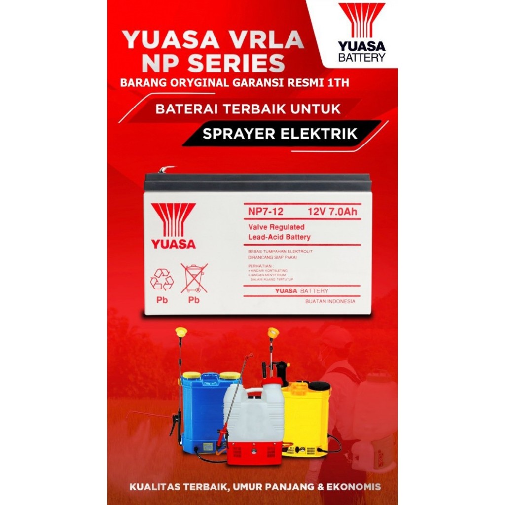 Jual 1 DUS 8 UNIT. Baterai YUASA Made In Indonesia NP7-12 12v 7ah Aki Kering. Kirim Seluruh ...