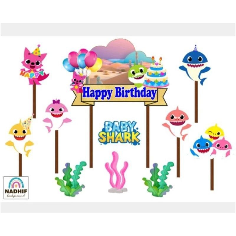 Jual toper karakter baby shark / hiasan kue ulang tahun / toper untuk ...
