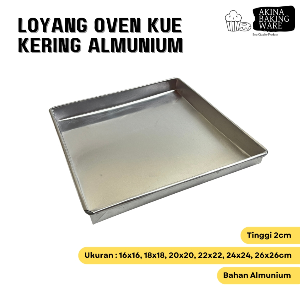 Jual Loyang Oven Kue Kering Kotak Persegi Bahan Almunium Ukuran 16x16 ...